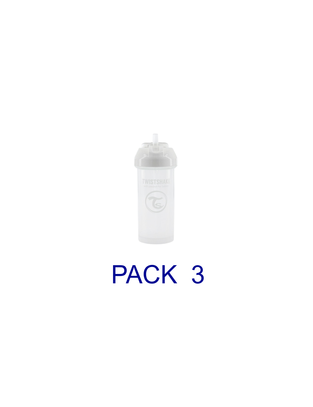 Twistshake Pack 3 Pajita Straw Cup 360Ml 6+M Pastel Blanco