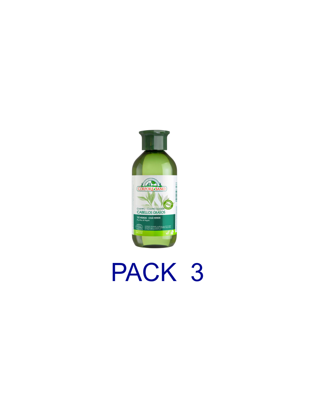 Corpore sano Pack 3 Champú Cabellos Grasos Té verde 300 ml.