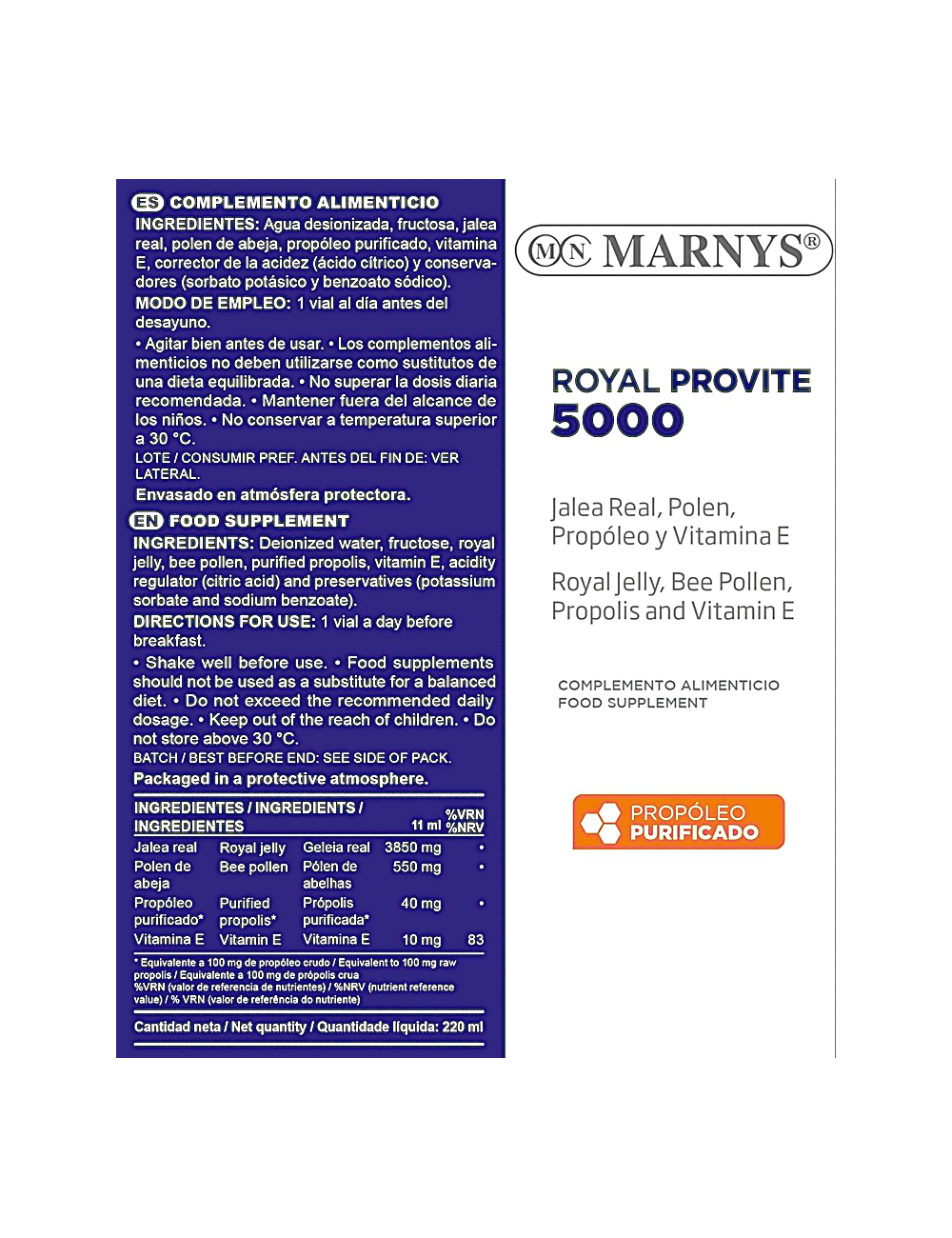 Marnys Royal Provite 5000 20 Viales x 11 ml