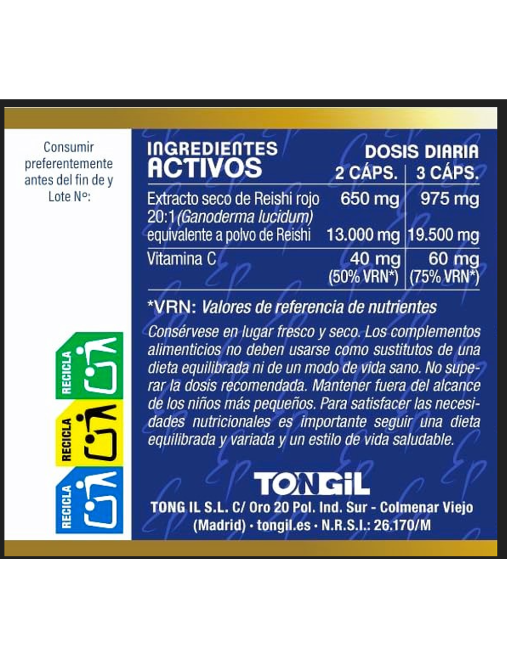 Tongil Estado Puro Reishi 6500 Mg