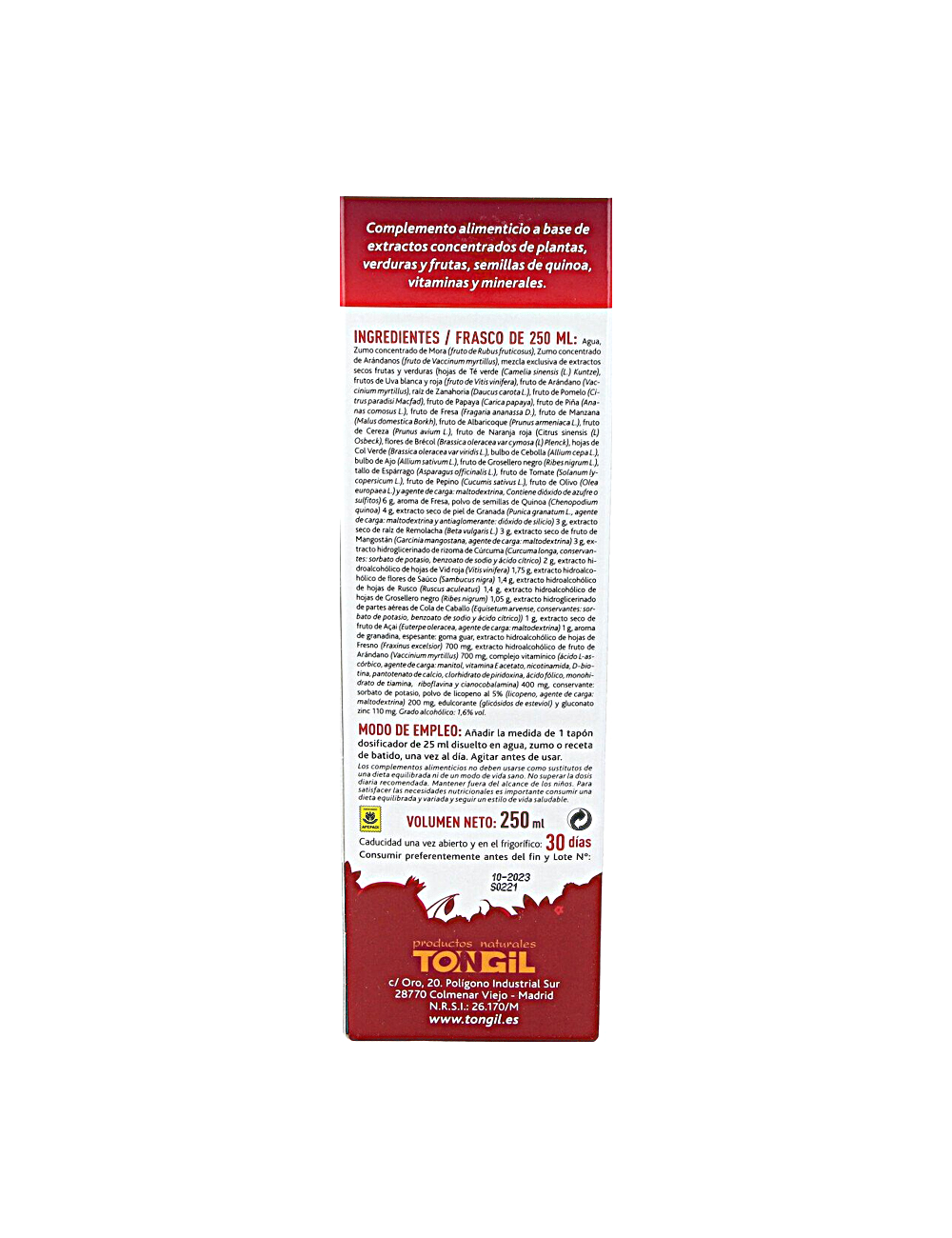 Tongil Savia Aktidrenal Savia Roja 250 Ml