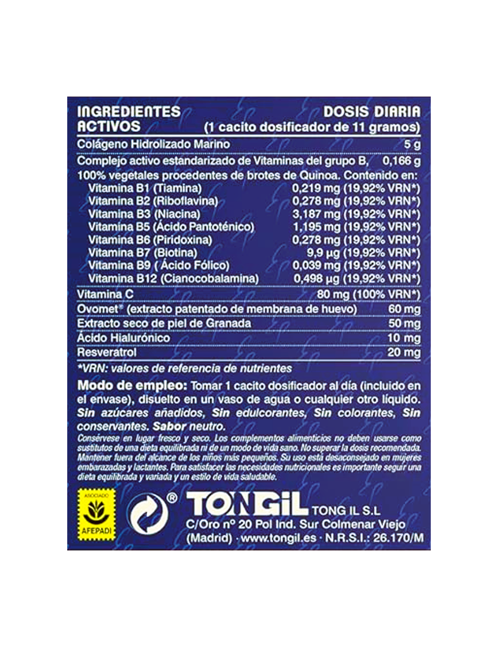Tongil Dermo Colágeno Reforzado 275GR | Comprar en SoloColágenos.com