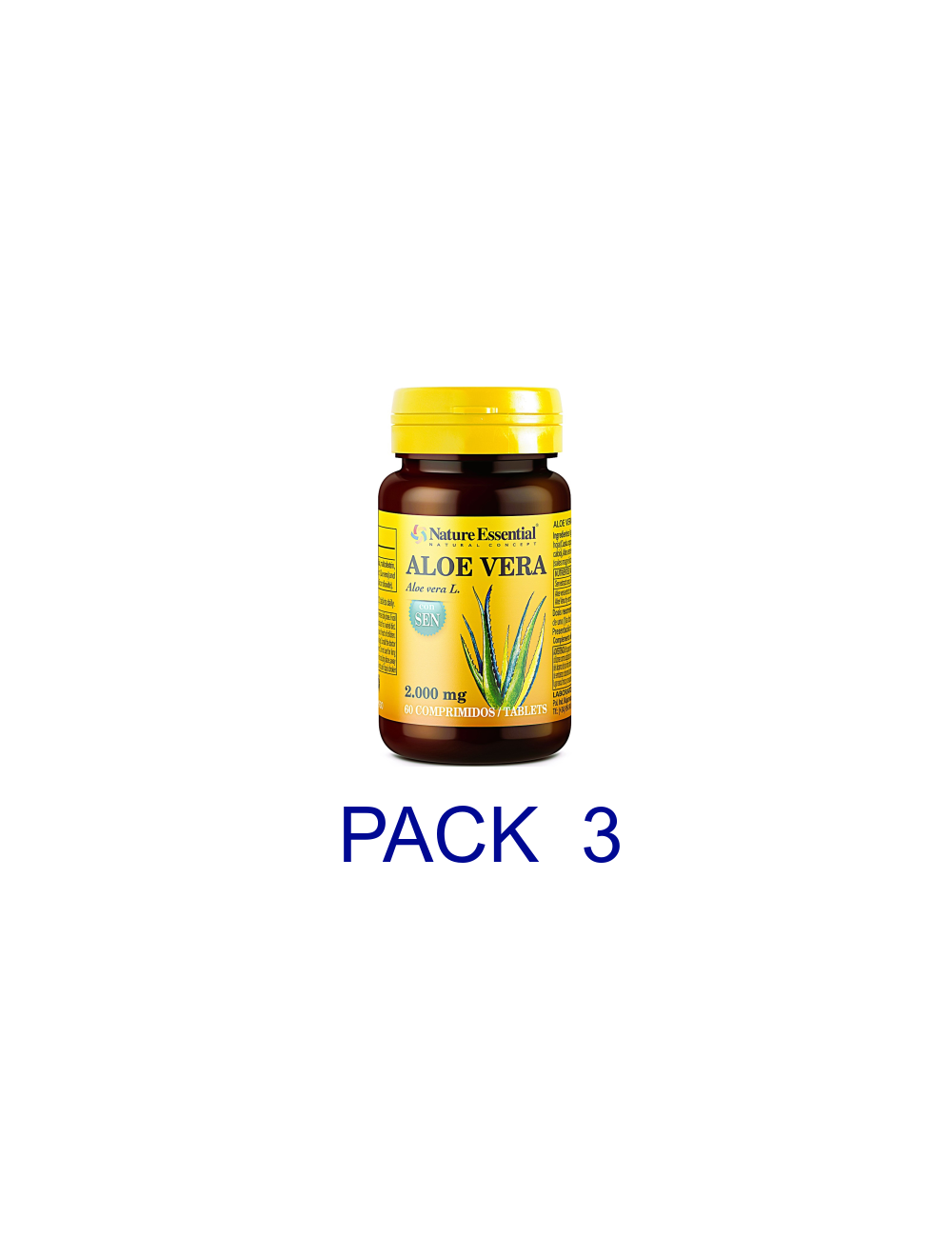 Nature Essential Pack 3 Aloe vera 2000 mg con sen. 60 comprimidos